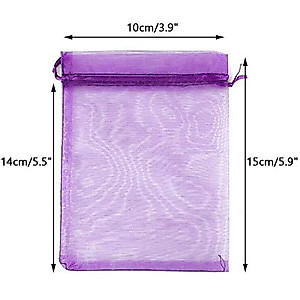 4''X6" Organza Bags,100PCS 10X15CM Drawstring Organza Jewelry Favor Pouches Wedding Party Festival Gift Bags Candy Bags (Purple)