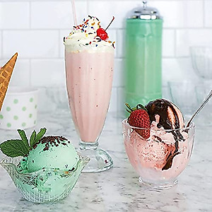 Cedilis 6 Pack Milkshake Glass with 6 Long Metal Spoons,Old Fashioned Soda Glasses, Fountain Classic Glass for Ice Cream, Clear, 12oz