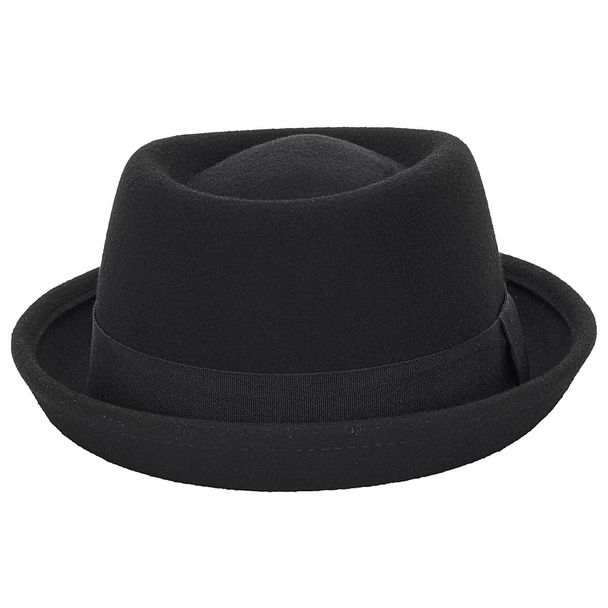 Mens-Pork-Pie-Hat Flat-Top-Bowler-Hat Wool-Fedora-Hat for Women