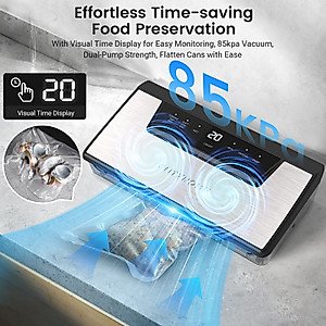 BLITZHOME Vacuum Sealer Machine, 6 Easy Modes for Dry/Moist Food Storage/Sous Vide, Built-in Cutter/Storage, Visual Seal-Time, Automatic Food Sealer with 15Pcs Bags,1 Roll, Full Starter Kit…