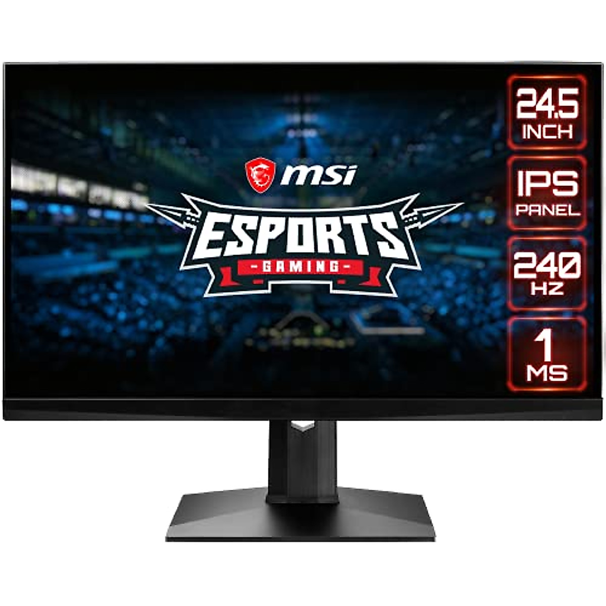 MSI 24.5” FHD (1920 x 1080) Non-glare with Super Narrow Bezel 240Hz 1ms 16:9 HDMI/DP/USB Height Adjustment G-Sync Compatible IPS Gaming Monitor (OPTIX MAG251RX),Black
