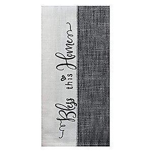 4 Piece Black and White Farmhouse Country Kitchen Linen Set - 2 Towels, Oven Mitt and Pocket Pot Holder