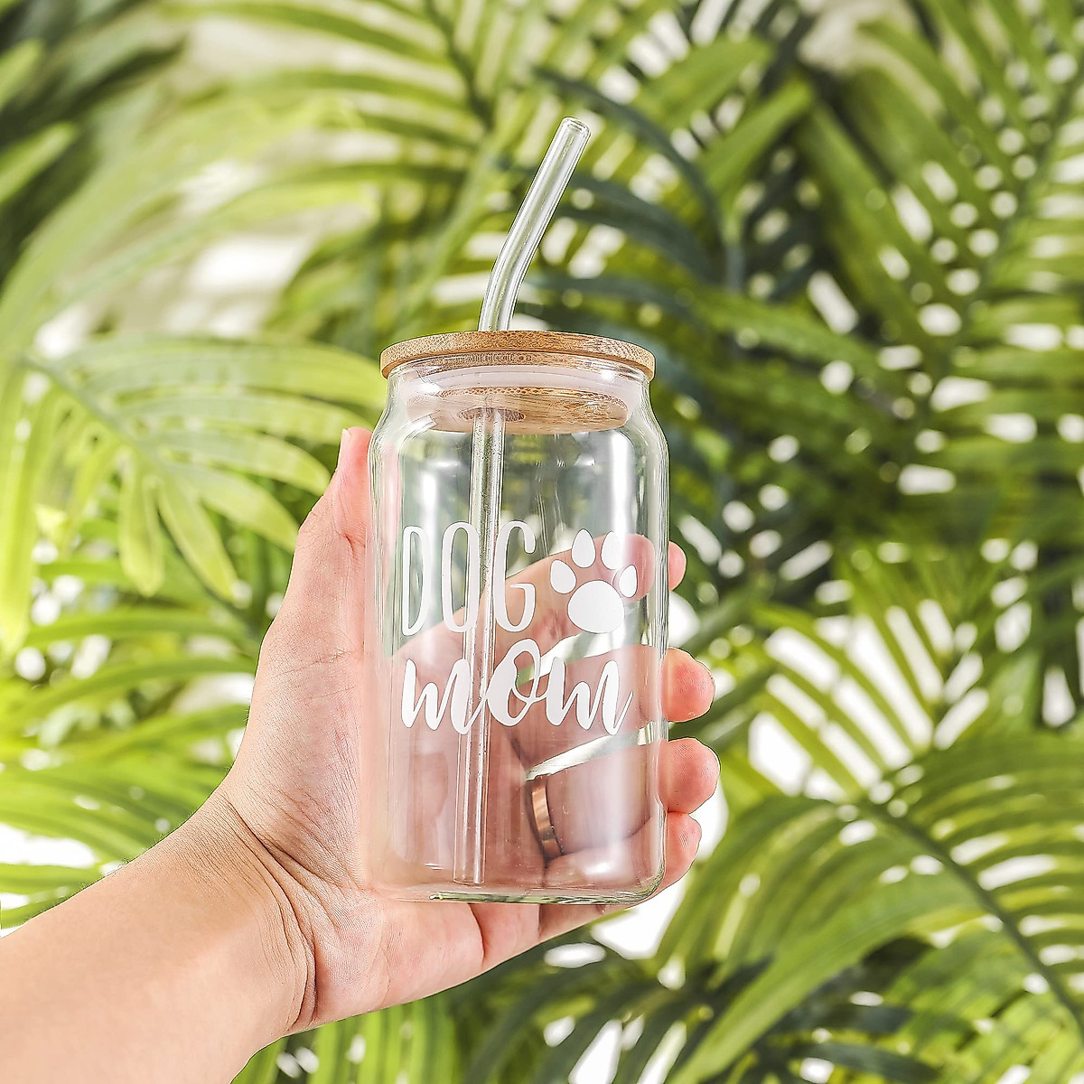 SHENDONG Dog Mom Iced Coffee Glass Cup,Gifts For Mom From Daughter, Son, Kids- Birthday gift Gifts For Mom, Women, Wife - Can Shaped Glass Cups For Mom, Mother, Wife, Bonus Mom, Mothers In Law, Mama