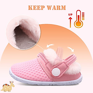 JOINFREE Baby Boys Girls Rubber Sole Indoor Outdoor House Slippers Lightweight Shoes Pink 18-24 Months