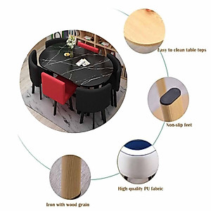 Topjia Rectangle/Oval Dining Table Set for 6 Chairs,Modern Dining Table & Coffee Table and 1Table and 6 Chairs Chair Set,for Kitchen Lounge Living Room,7-Piece Meeting Room Table, Black and White