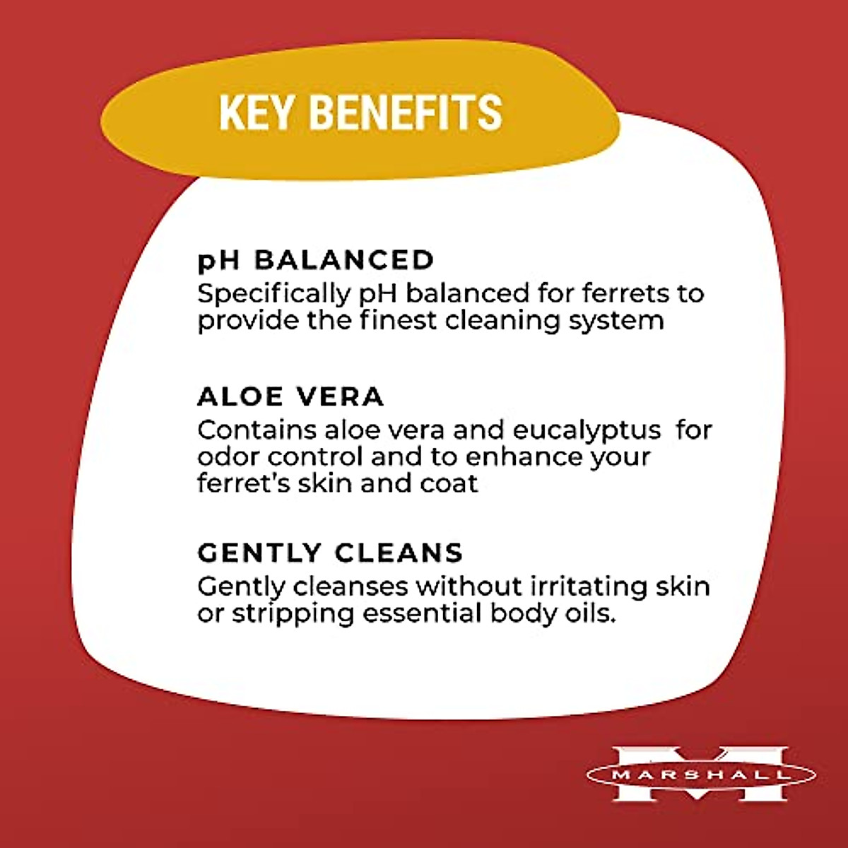 Marshall Pet Products Natural pH Balanced, Tearless Baby Safe Original Aloe Vera Ferret Deodorizing Shampoo with Eucalyptus and Safflower Oil, 8 oz