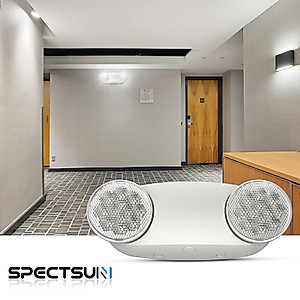 Spectsun 1 Pack Emergency Light, Emergency Lights for Business, LED Emergency Lights with Battery Backup, 2 Bug Eye Heads Adjustable Commercial Emergency Lighting Fixtures, UL 924 Certified