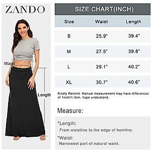 Zando Long Skirts for Women High Waisted Maxi Skirt Casual Trendy Dresses Fold-Over Workout Stretchy Flared Flower Skirt for Girls Geometric Stripe Medium