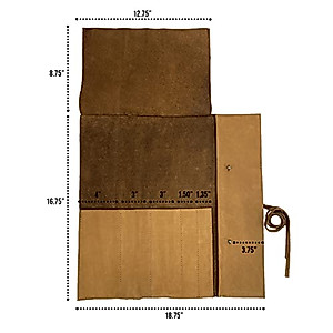 Hide & Drink, Rustic Knife Roll Case (5 pockets), Compact Carry-On Bag for Traveling Chefs & Cooks, Kitchen Tool Storage Organizer, Full Grain Leather, Handmade, Old Tobacco