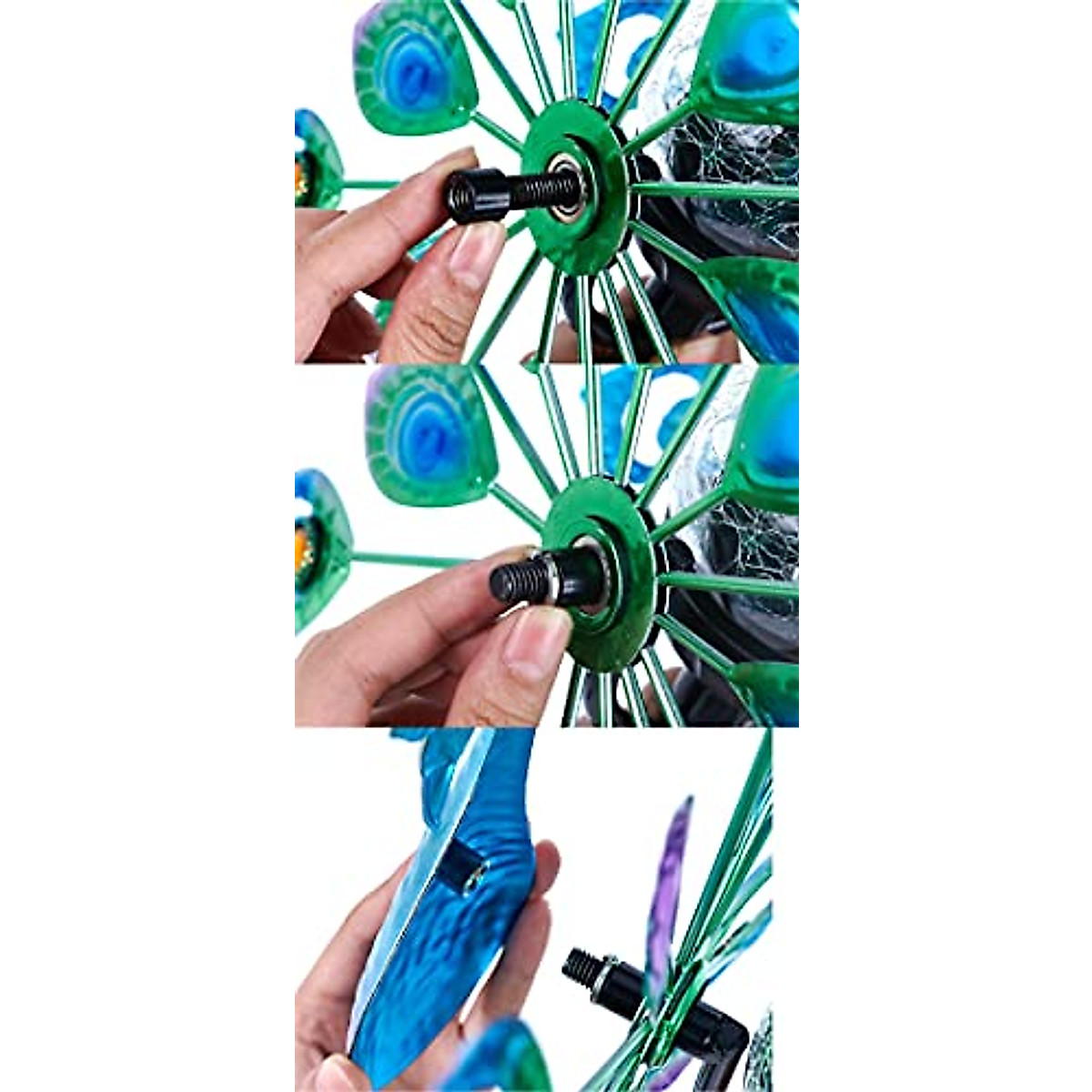 Wind Spinner Outdoor Metal Solar Powered Sculpture Large 15 inch Dia 65 inch Height Kinetic Windmills Peafowl Wind Catcher Glass Ball for Garden Lawn Yard Patio Decoration Vane for Backyar