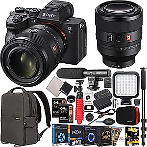 Sony a7S III Mirrorless Full Frame Camera Body + Sony FE 50mm F1.2 GM G Master Lens SEL50F12GM + ILCE-7SM3/B Bundle with Deco Gear Photography Backpack Case + Microphone + LED + Monopod & Accessories