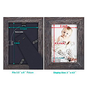 RPJC 3.5x5 inch Picture Frame Made of Solid Wood High Definition Glass for Table Top Display and Wall Mounting Photo Frame