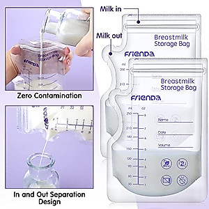 Woanger 500 Count Breastmilk Storage Bags 8 oz Breast Milk Storing Bags Self Standing Milk Storage Bags for Breastfeeding Milk Freezer Bag with Pour Spout No Leak Double Seal Breastmilk Storing Bags