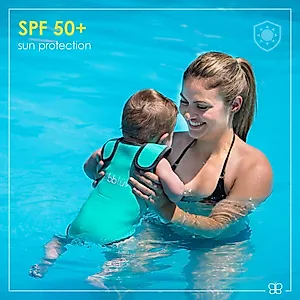 bblüv Wräp Kids Wetsuit Swim Vest - Warm Neoprene Baby and Toddler Swim Vest for Boys and Girls, with Velcro Adjustment, SPF Protection and Carrying Bag (Aqua, Medium)