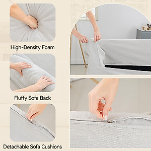 AMICLIBER 93 Inch Slipcovered Sofa,Comfy 3-Seater Sofa Couch with Extra Deep Seats,Modern Upholstered Loveseat with Wide Armrest,Removable Chenille Cover,Couch for Living Room,Office,Apartment,Beige