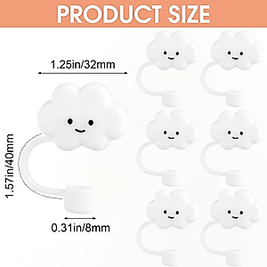 HINZIC 6Pcs Silicone Straw Cover Cap Reusable Cloud Cartoon Pattern Drinking Straw Cap Plugs Tip Cute Set Straws Plug for 8mm(0.31 Inch) Cup Straw Travel Home Outdoor