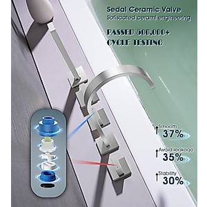 Roman Bathtub Faucet Set with Handheld Sprayer and Rough-in Valve Widespread Deck Mount 5 Hole Classic High Arch Tub Faucets Trim Kit 3 Handle with Diverter Lever Bath Tub Filler (Brushed nickel)