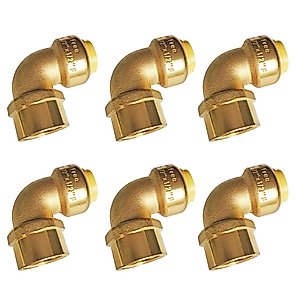 HQMPC 1/2" Pex Fittings No Lead Female PushFit Elbow 90-Degree -PEX Fitting 1/2" 90 Degree Elbow Push-to-Connect Plumbing Fitting for Copper, PEX, CPVC (6pcs1/2") …