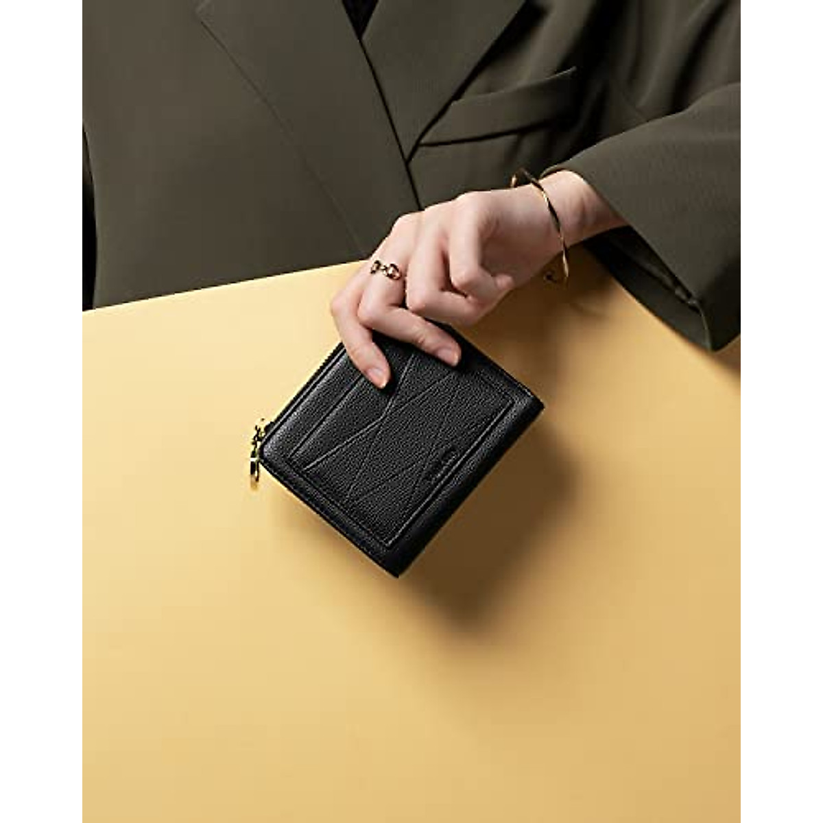 Vulkitty Leather Wallet for Woman RFID Blocking Bifold Small Compact Wallets Zipper Pocket Purse Large Capacity Card Hold Case with ID window