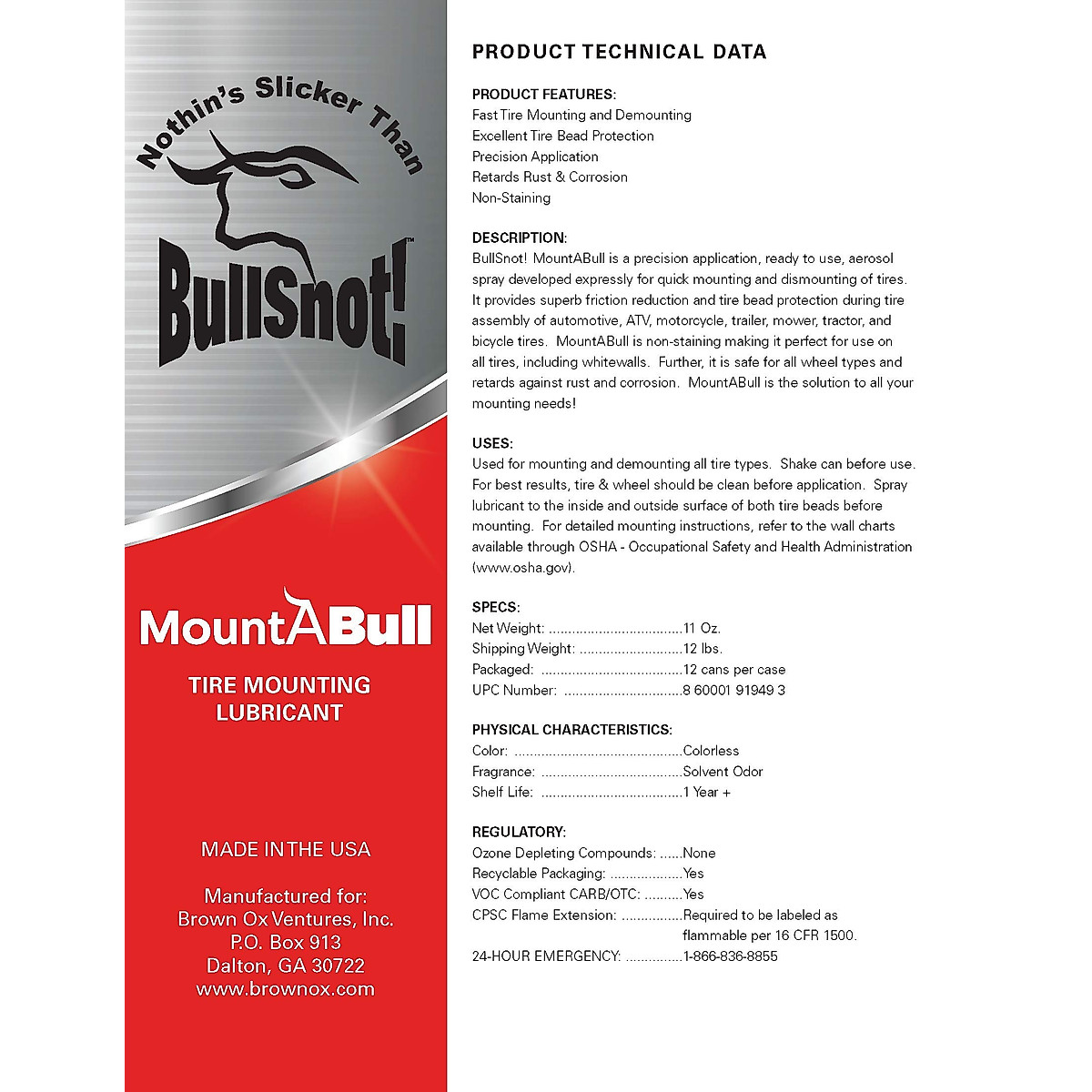 BULLSNOT! MOUNTABULL TIRE MOUNTING Lubricant