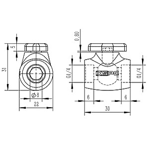 XSPC G1/4" Ball Valve, Black Chrome