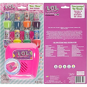 Townley Girl L.O.L Surprise Non-Toxic Peel-Off Water-Based Safe Quick Dry Nail Polish Gift Kit Set for Kids Set With Nail Dryer, AA Batteries Not Included, Ages 3+