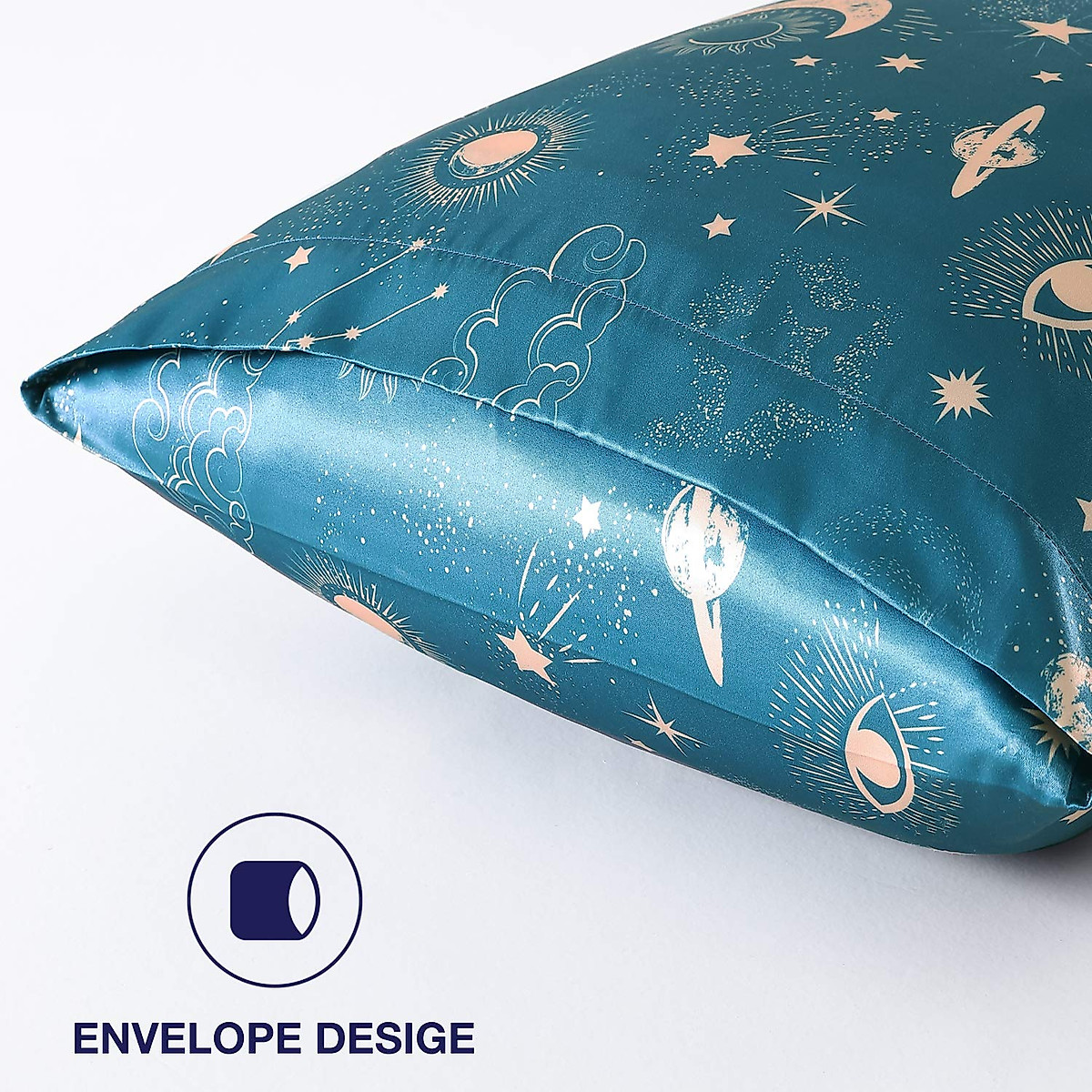 EXQ Home Satin Pillowcase Silky Satin Pillowcase for Hair and Skin,Soft Printed Pillow Cases Queen Size Set of 2 Satin Pillow Case with Envelope Closure Similar to Silk Pillow Cases