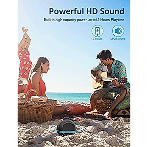 Outdoor Waterproof Bluetooth Speaker,Kunodi Wireless Portable Mini Shower Travel Speaker with Subwoofer, Enhanced Bass, Built in Mic for Sports, Pool, Beach, Hiking, Camping (Black)