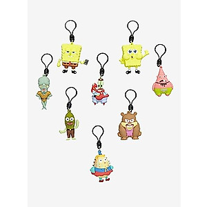 Spongebob Squarepants Blind Bags Party Favors 3 Pack - Bundle with 3 Spongebob Keychain Mystery Figures Plus Tattoos | Spongebob Bag Clips for Kids