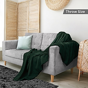 Utopia Bedding Forest Green 100% Cotton Blanket [Throw Size - 60x50 Inch] 350GSM Lightweight, Soft and Breathable Thermal Blanket for All Seasons