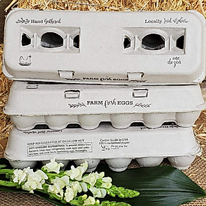 250 Egg Cartons – Vintage Design with Blank Center for Your Custom Stamp at a Cheap Bulk Price, 100% Recycled Biodegradable Cardboard Cartons, Sturdy & Reusable, Holds Small to XL Chicken Eggs