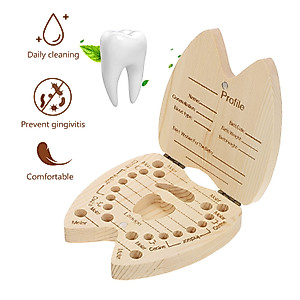 Kisangel 1pc Baby Tooth Save Box Tooth Fairy Box Teeth Souvenir Box Wooden Tooth Keepsake Box Teeth Storage Container