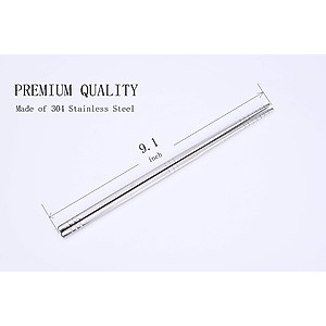 5 Pairs Silver Stainless Steel Chopsticks Reusable Lightweight Metal Chopsticks Dishwasher Safe