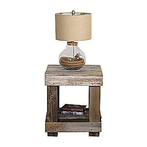 Del Hutson Designs - Rustic Barnwood End Table, USA Handmade Reclaimed Wood (Natural)