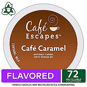 Cafe Escapes Cafe Caramel Keurig Single-Serve K-Cup Pods, 72 Count (6 Packs of 12)