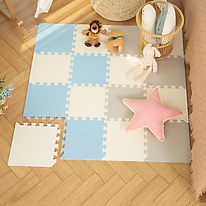 Baby Play Mat Puzzle Exercise PlayMat Foam Flooring Tiles Interlocking Floor Mats for Baby Non-Toxic Soft Waterproof and Thick(0.4" Thickness) Designed for Babies Toddlers Flooring Protector-46”×46”