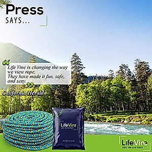 Arborist Tree Rope, Bull Rope, Static Rope, Tree Rope, 18KN, 16 Strand, 1/2 Inch Diameter, 150 Foot, Double Braided, Blue, Black, & Yellow