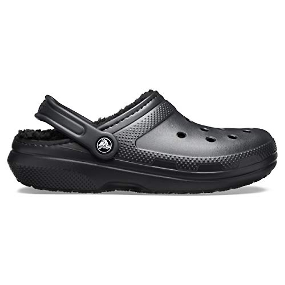 Crocs unisex adult Men's and Women's Classic Lined | Fuzzy Slippers Clog, Black/Black, 9 Women 7 Men US