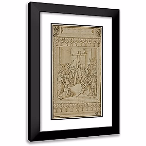 ArtDirect Cesare Nebbia 15x24 Black Modern Frame and Double Matted Museum Art Print Titled - Saint Helena Kneeling Before the True Cross (C. 1582)
