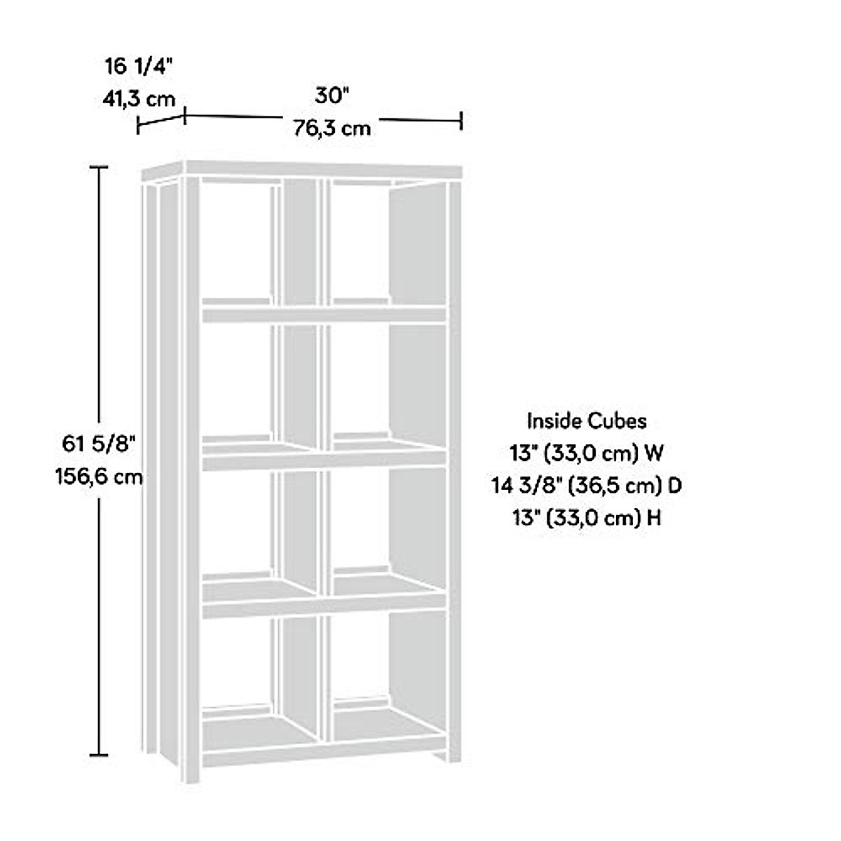 Sauder HomePlus 8-Cube Bookcase, White finish