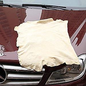 Trainshow Cleaning Chamois Shammy for Car, Natural Deerskin Leather Drying Cleaning Towel for Auto and Precision Instrument12.6''X20'' (2-Pack)