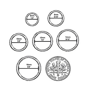 TOPBRIGHT 6 Pcs a Set Seamless Septum Rings Clicker 16G Stainless Steel Hinged Segment Rings for Daith and Lip Piercing (8mm)…