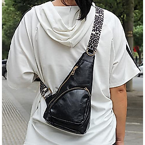 TINVSKQQKJ Women's Chest Sling Bag with leopard strap Crossbody Sling Backpack with pockets For Cycling Hiking travel…