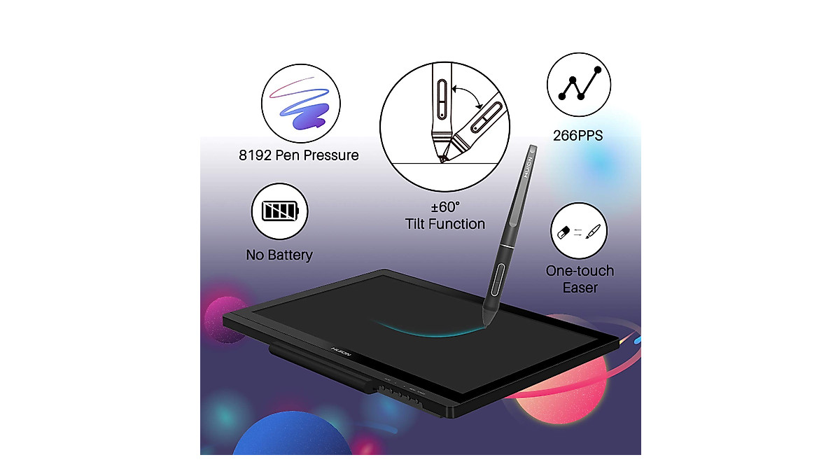 HUION Kamvas 20 Drawing Tablet with Screen, 120% sRGB, Tilt & Battery ...