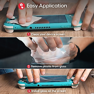 TALK WORKS Screen Protector Compatible with Nintendo Switch Lite - Scratch, Crack, and Shatter Resistant-Ultra-Thin HD Touchscreen Tempered Glass, See-Through Cover & Easy Installation (Pack of 3)