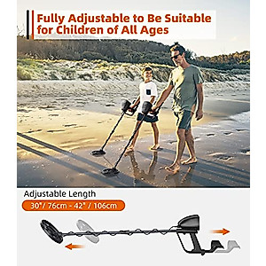 Metal Detector Kit for Kids & Adults with Sand Sifter Scoop, IP68 Waterproof, LCD Display & 8" Coil Adjustable Gold Detector for Treasure Hunting, Lightweight Easy to Use