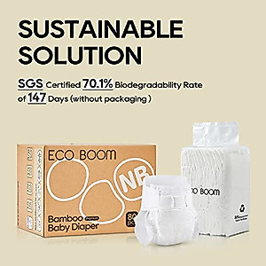 ECO BOOM Diapers, Baby Bamboo Viscose Diapers, Eco-Friendly Natural Soft Disposable Nappies for Infant, Size 4 Suitable for 20 to 31lb (Large - 60 Count)