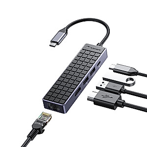 Yottamaster USB C Hub Ethernet, 5 in 1 USB C Hub Multiport Adapter with 4K HDMI, RJ45 Ethernet, USB3.0, 60W PD, Compatible with Type C Laptop Devices