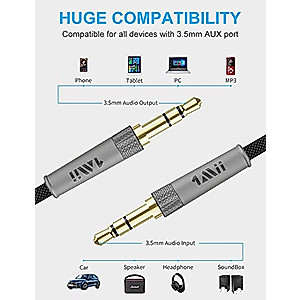 1mii Audio Cable 3.5mm Male to Male, (6.5ft) Nylon Braided Auxiliary Aux Cord, Audiophile Level Hi-Fi Sound for Car/Home Stereos, Speakers and Audio Device with 3.5 mm Aux Port