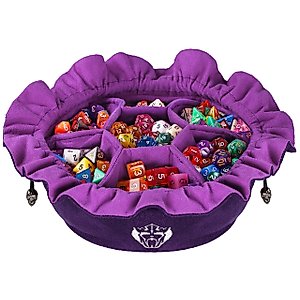 CardKingPro Immense Dice Bags with Pockets - Purple - Capacity 150+ Dice - Great for Dice Hoarders [Patented Design]